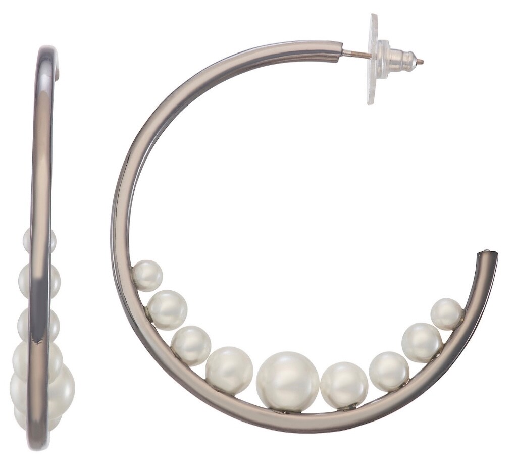 Simply Vera Wang Simulated Pearl C - Hoop Earrings - New | eBay