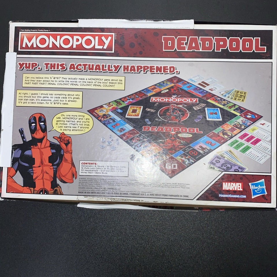 Hasbro Monopoly Game: Marvel Deadpool Edition New Sealed 651307206482 ...