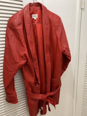 Maxima Long Red Leather Jacket/Coat Used | eBay