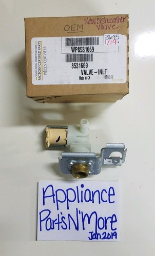 WHIRLPOOL DISHWASHER WATER INLET VALVE 8531669 8531670 8528931 FREE ...