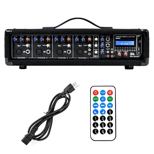 - SA-MA4C - 4 Channel 200 Watt Powered PA Head Mixer with Bluetooth and ...