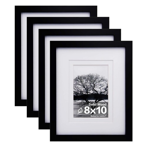 Egofine 8x10 Picture Frames Set of 4, Made Solid Wood Covered 8x10 ...