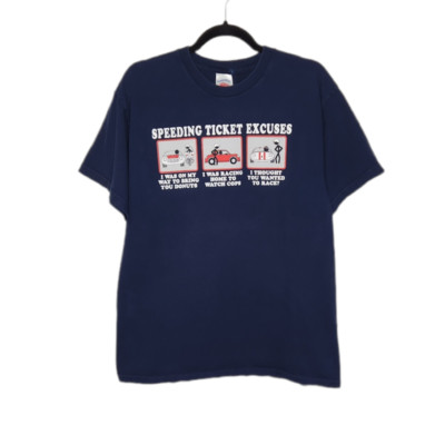 Vintage Cops Speeding Ticket Pun Funny Joke Humor Shirt Large Blue VTG ...