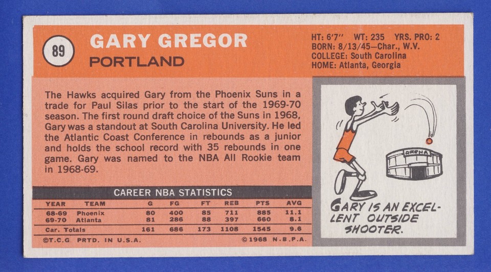 1970-71 Topps # 89 Gary Gregor NR-MINT | eBay