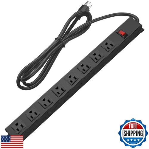 Metal 8 Outlet Mountable Power Strip, Wall Mount Outlet Heavy Duty ...