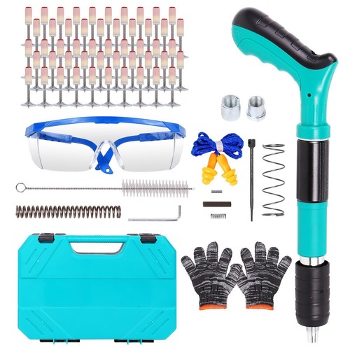 Concrete Nail Gun Wall Fastening Tool Kit Steel Wood Brick w/ 50PCS ...