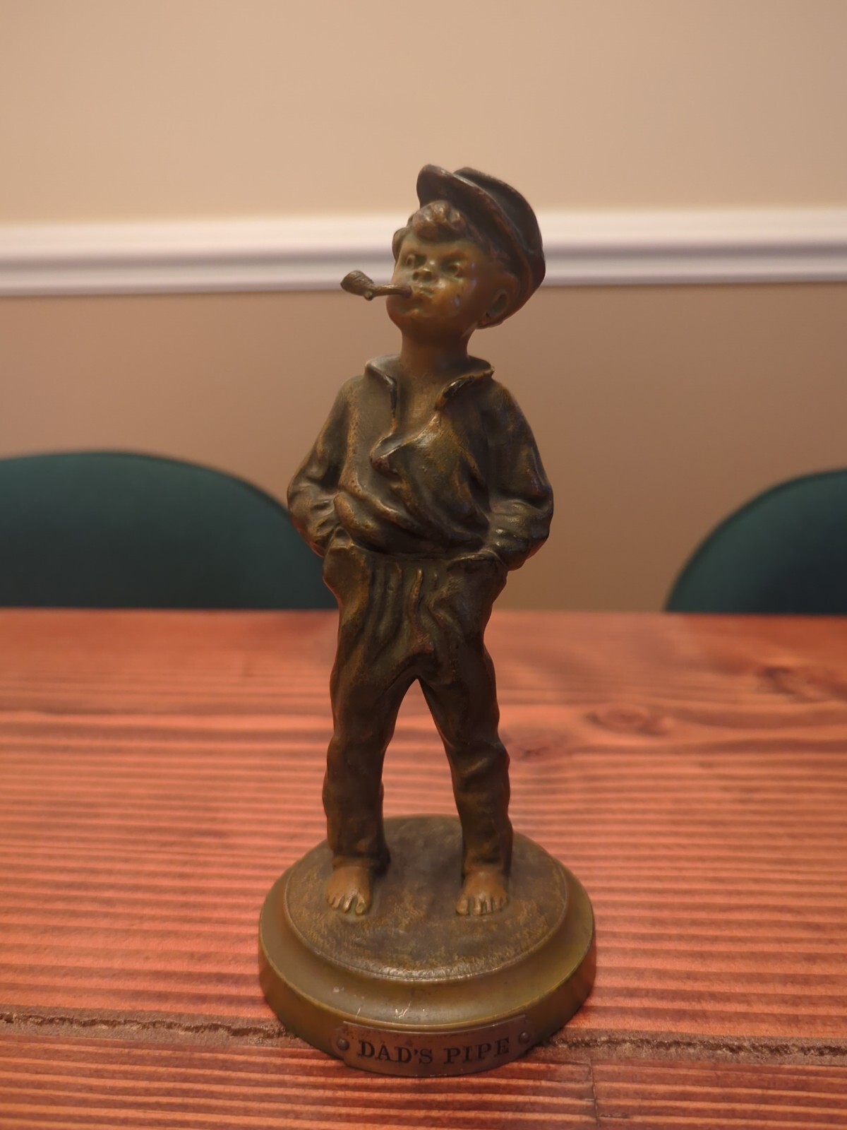 Vintage Metal Boy with Cigar Statue Marked Dad's Pipe Dads | eBay