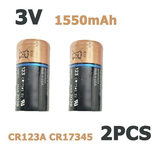 2 PCS 3V 1550mAh Battery Non-rechargeable For Flashlight DL/PL/CR123A ...