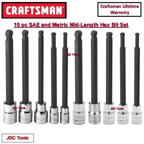 CRAFTSMAN 10 pc Long Hex Allen bit ratchet socket set | eBay