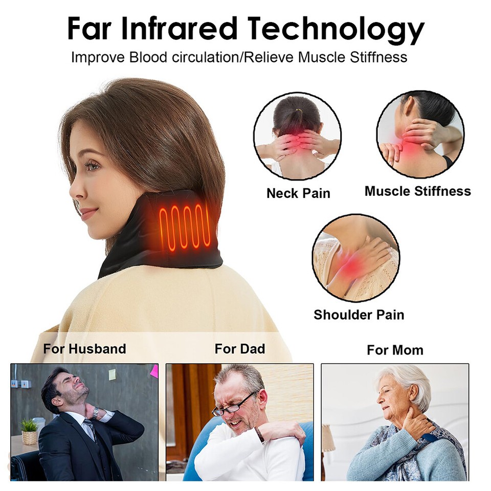 Neck Heating Pad Heated Scarf Electric Far Infrared Cordless Warmer ...