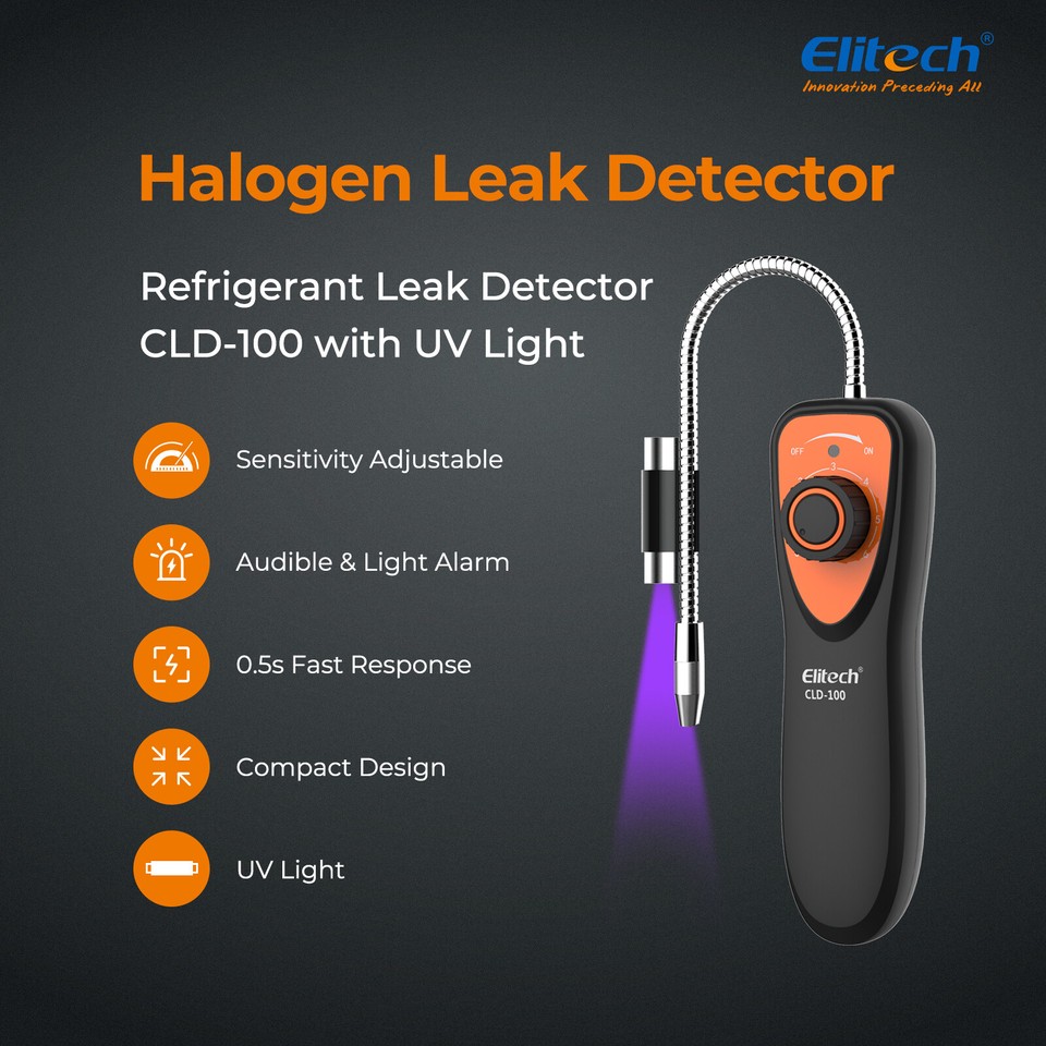 Elitech CLD-100 Freon Leak Detector Halogen Refrigerant Gas Detector w ...