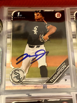 MATTHEW THOMPSON AUTOGRAPHED SIGNED 2019 BOWMAN DRAFT CARD WHITE SOX ...