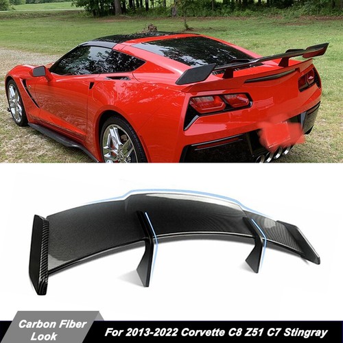 GT Style Carbon Look Rear Spoiler Wing For 2013-2022 Corvette C8 Z51 C7 ...