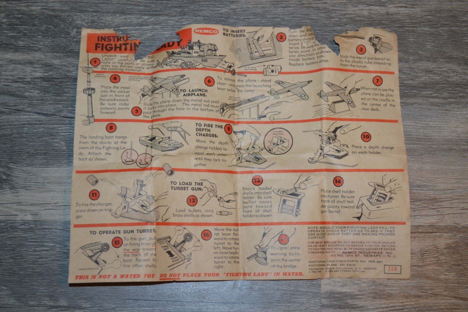 VINTAGE REMCO FIGHTING LADY BATTLESHIP INSTRUCTION SHEET | eBay