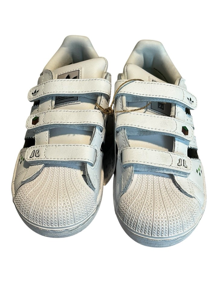 Adidas Superstar II Minecraft Creeper Preschool Size 13K White Black ...