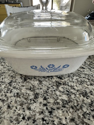 Vintage corning ware blue cornflower Dutch Oven With Lid And Rack 4 Qt ...