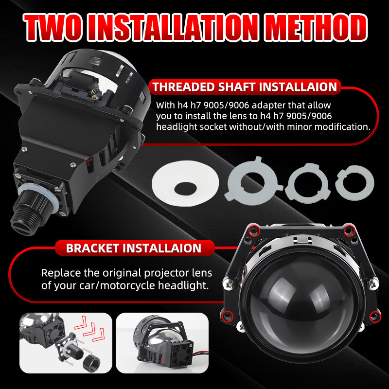 LHD 3.0'' Bi LED Projector Lens LED Headlight 20000LM 5000K Hi-Low 110W ...