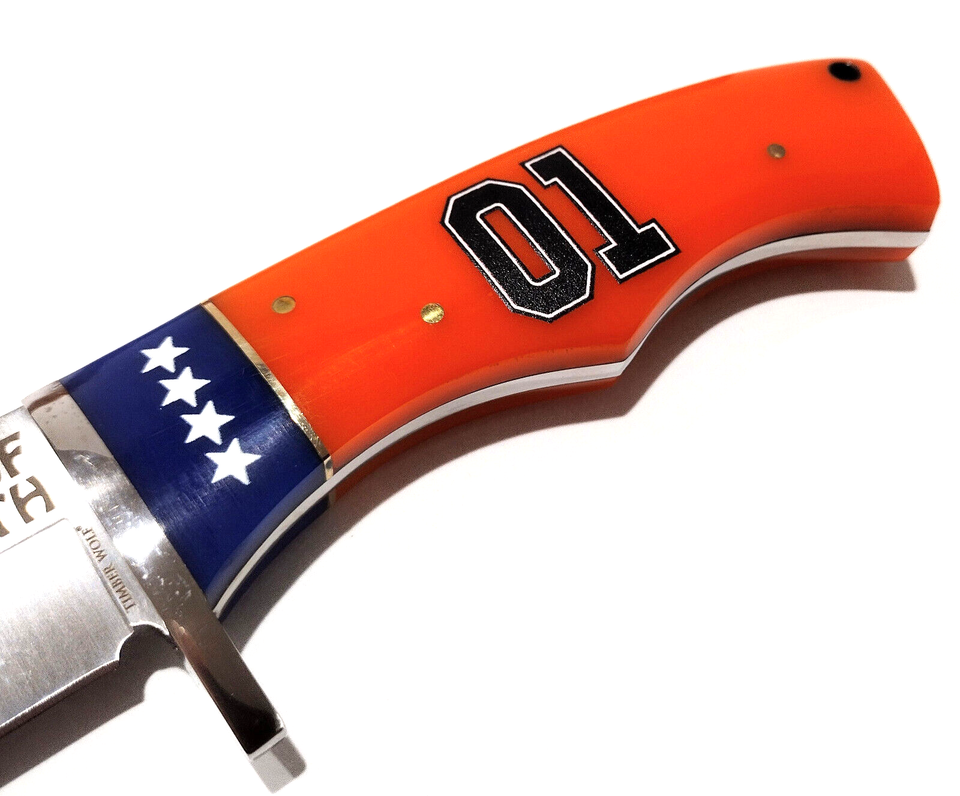 The General Lee 01 Dukes Of Hazzard Orange Blue Bone Handles Fixed ...
