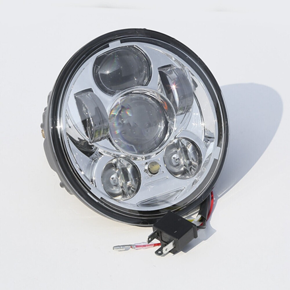 5.75" Headlight Turn signal Black 45W LED Headlamp Fit For Harley ...