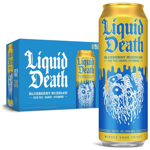 Liquid Death Iced Tea, Blueberry Buzzsaw 19.2oz King Size Cans (8Pk) 30 ...