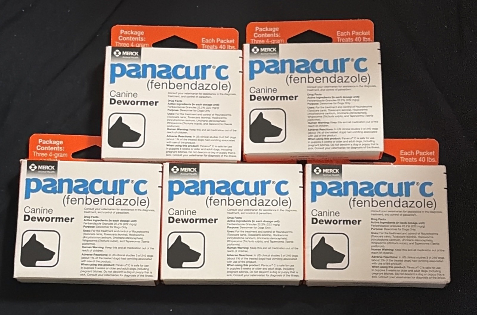 ( 5 PACK ) Panacur C 3 Per Box Canine 40lbs Dewormer Treatment EXP 08/27