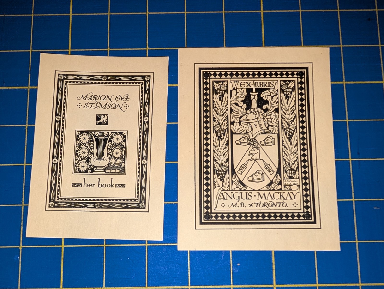 2 Ex libris By AS Carter (Artist) bookplate | eBay