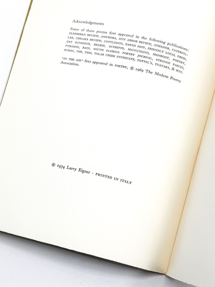 Larry Eigner / ANYTHING ON ITS SIDE 1st Edition 1974 | eBay