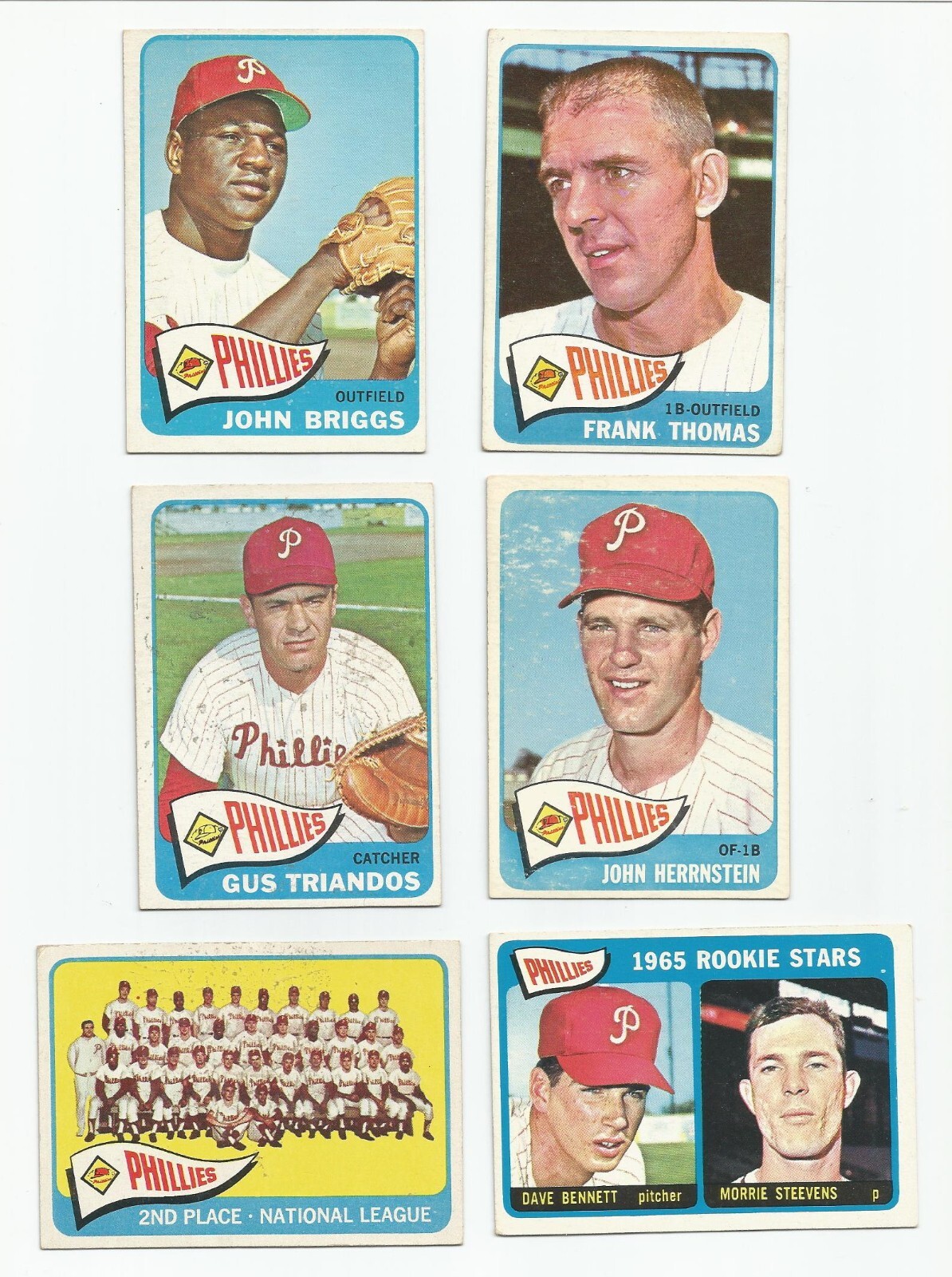 1965 Topps Phillies Lot of 6 #123 Frank Thomas 163 John Briggs 248 338 ...
