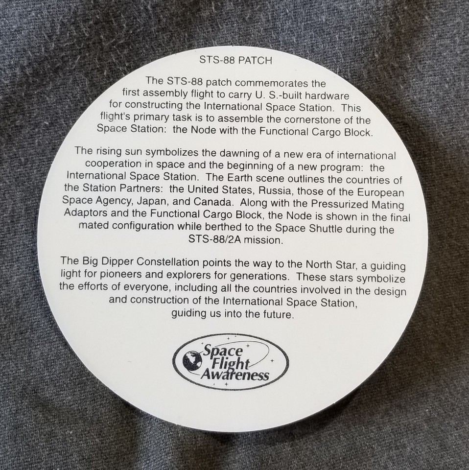 LMH STICKER Decal NASA STS-88 Space Shuttle ENDEAVOUR ISS Unity Node ...