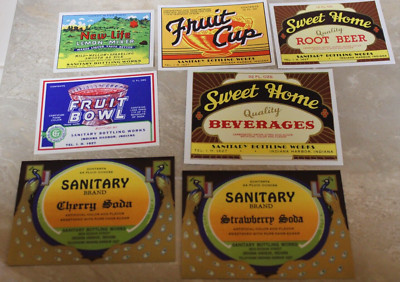 7 Different Sanitary Bottling Works Soda Labels Indiana Harbor, Indiana ...