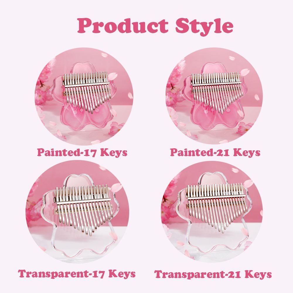 Instrument Musical Hand Cherry Blossom Shape 17/21Keys Kalimba Thumb ...