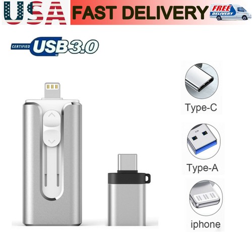 64GB USB3.0 Type C Micro Flash Drive Memory Stick 3 Port Drive For ...