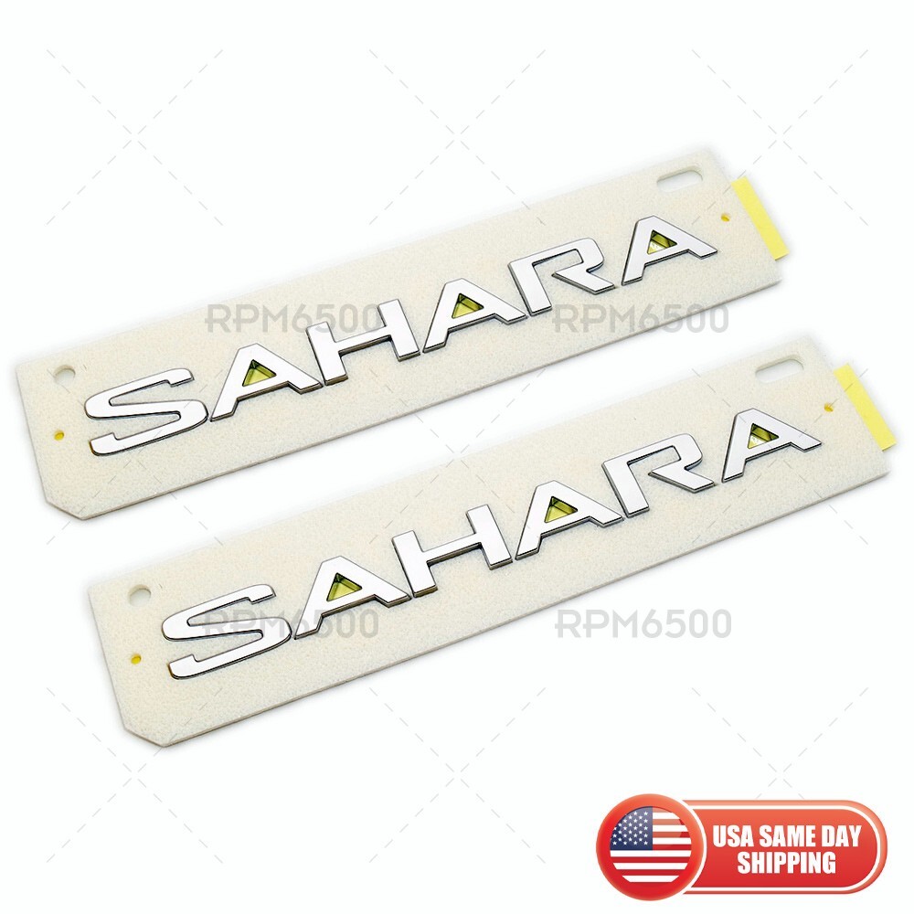 18-22 JEEP WRANGLER JL (2) Silver SAHARA EMBLEM NAMEPLATE BADGE OEM NEW ...