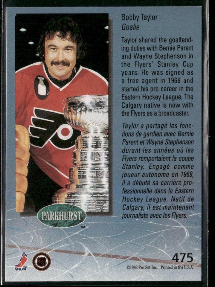 1992-93 Parkhurst Bobby Taylor #475 Philadelphia Flyers | eBay