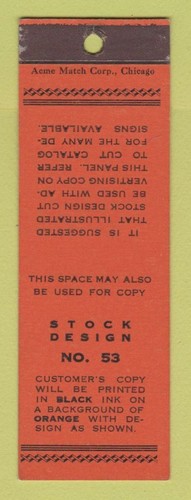 Matchbook Cover - Acme Match Corp Chicago IL SAMPLE Stock Design 53 | eBay