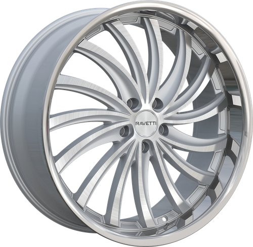 (Set-4) Ravetti M15 20x8.5 5X120 35mm Silver Chrome Lip Wheels Rims 20 ...