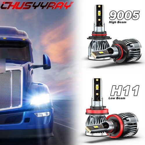 For Peterbilt 579 389 4X White 9005 H11 LED Combo Bulbs Headlight High ...