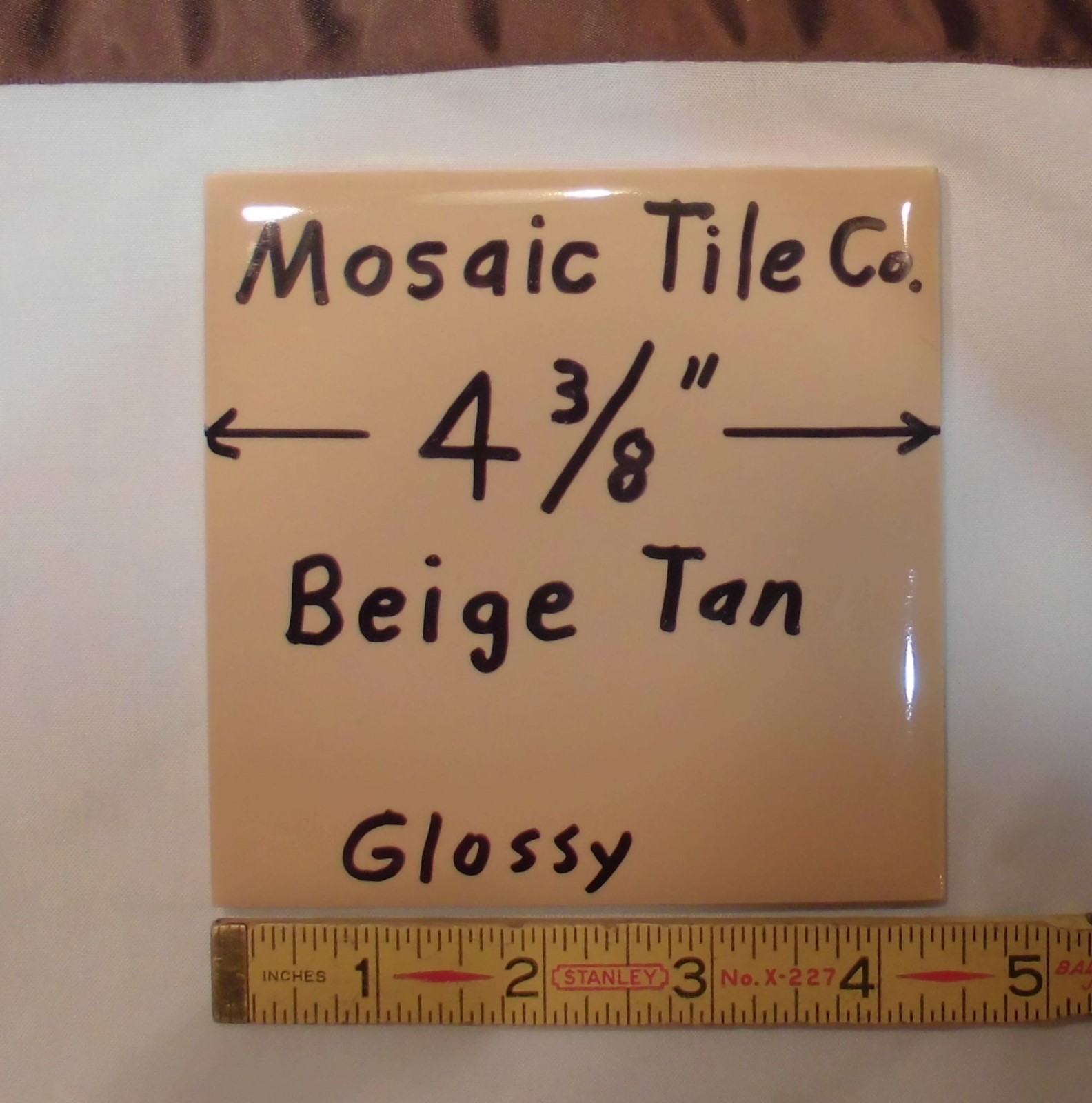 1 pc. Vintage *Beige-Tan-Brown* 4-3/8" Glossy Ceramic Tiles by Mosaic ...