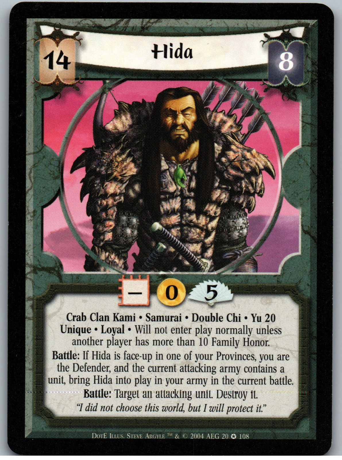 Hida | Personality Crab Fixed | Legend of Five Rings L5R Dawn of the ...