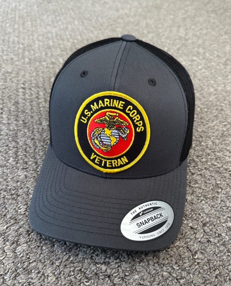 US Marines Hat USMC Flag SnapBack or FlexFit Mesh Cap Handcrafted in ...