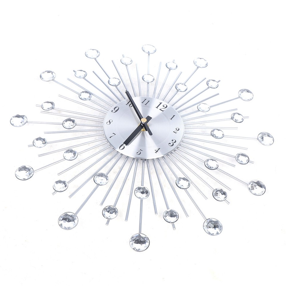 Luxury Modern Large Wall Clock 3D Metal Wall Watch Silent Home Living ...