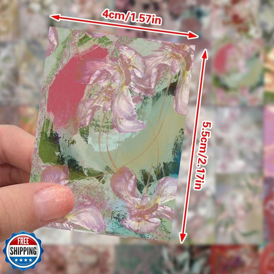 60pcs Misty Flower Stickers Scrapbook, Self-Adhesive Waterproof Vinyl ...