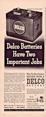 Vintage Print Ad Delco Batteries 1944 Life Magazine Two Important Jobs ...