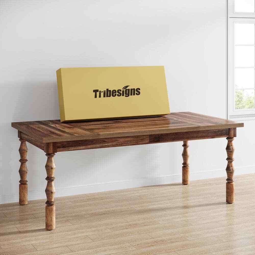 Walnut Rectangle Wood 62 in 4-Legs Carved Turned Breakfast Dining Table ...