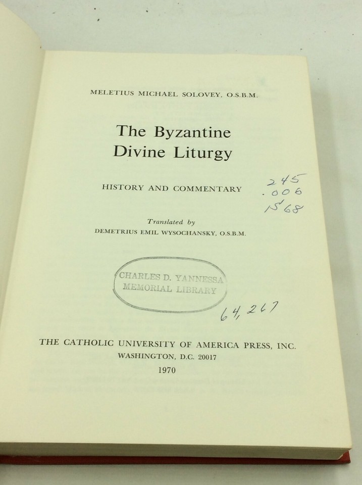 THE BYZANTINE DIVINE LITURGY by Meletius Michael Solovey - 1970 | eBay