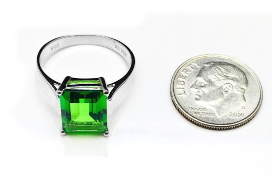 R0737G Mt. St Helens Green Helenite 8x10mm Rectangle 1.62Ct Sterling ...