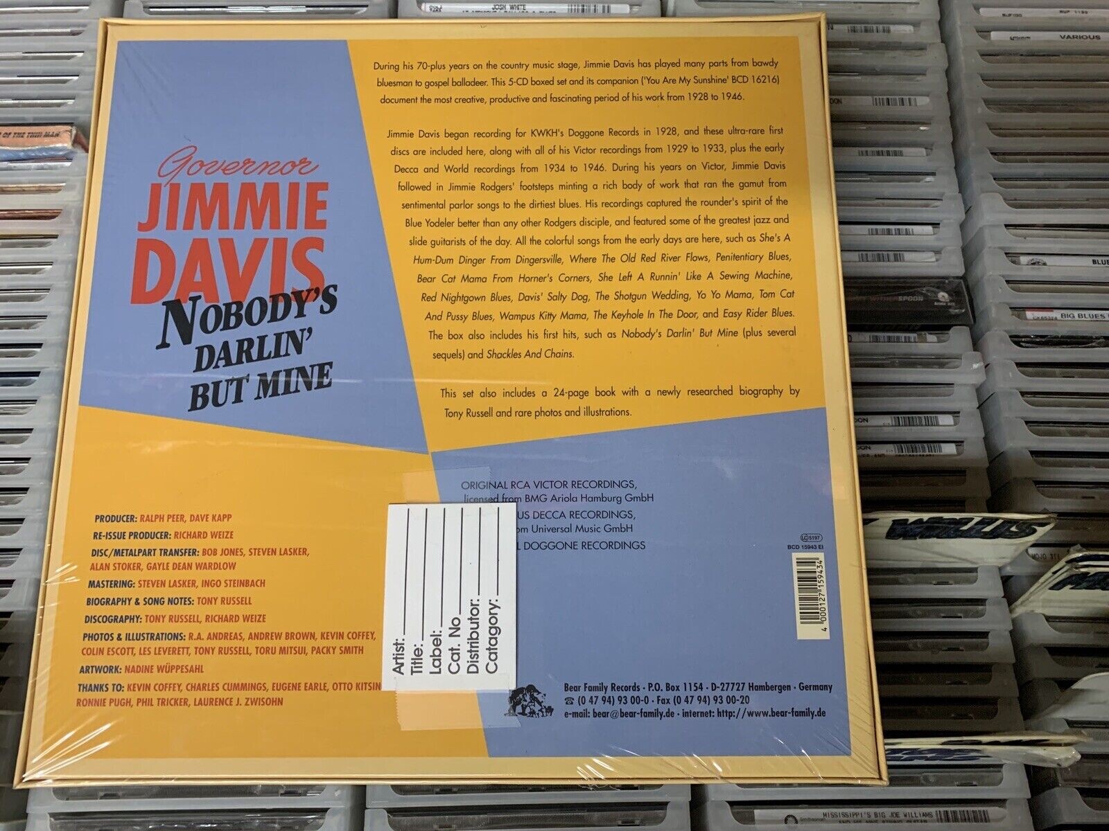Gov. JIMMIE DAVIS Nobody's Darlin' But Mine 5-CD BOX SET Bear Family ...