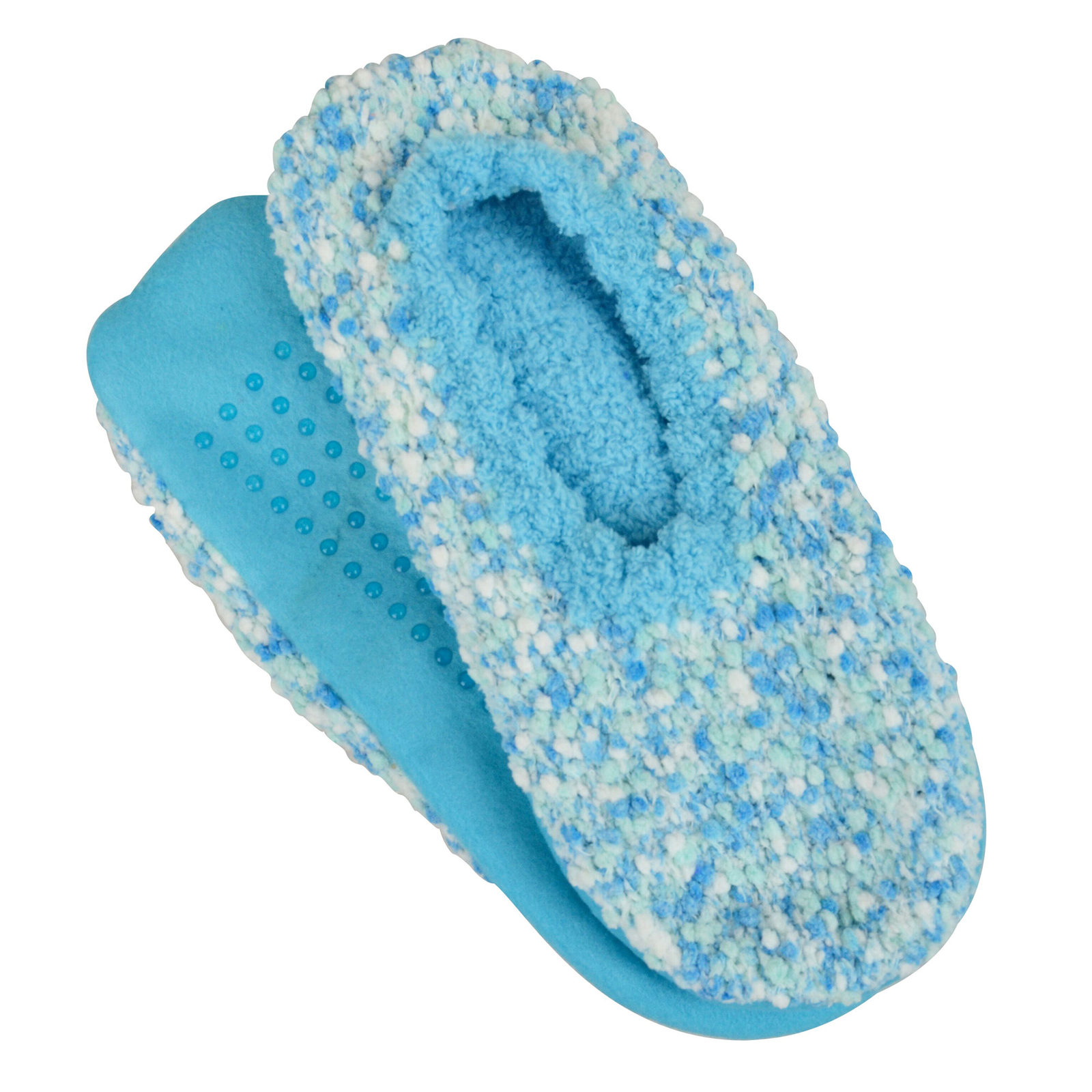 Unisex Light Blue Fuzzy Nubby Polyester Footie Slippers, One Size | eBay