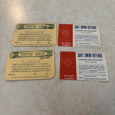 Vintage 2 Totin’ Chip Card~2 Safe Swim Cards Boy Scouts of America ...