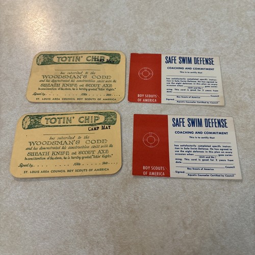 Vintage 2 Totin’ Chip Card~2 Safe Swim Cards Boy Scouts of America ...